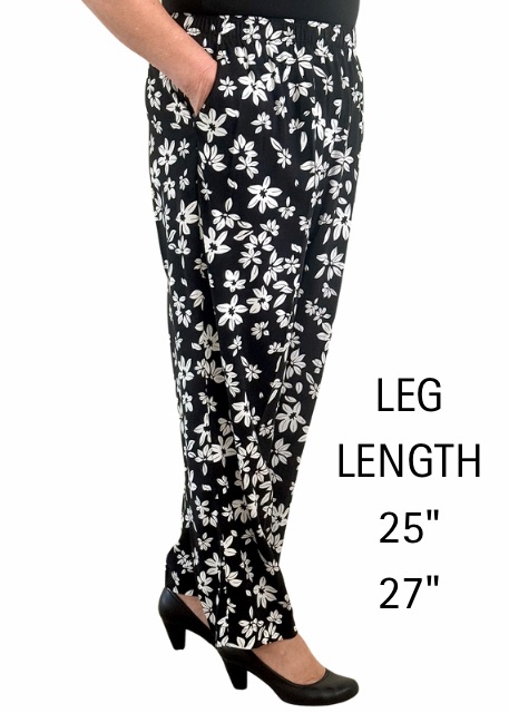 Emma Black and White Flower Design Trousers