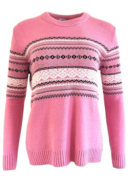 Emma Dusky Pink Jacquard Design Jumper