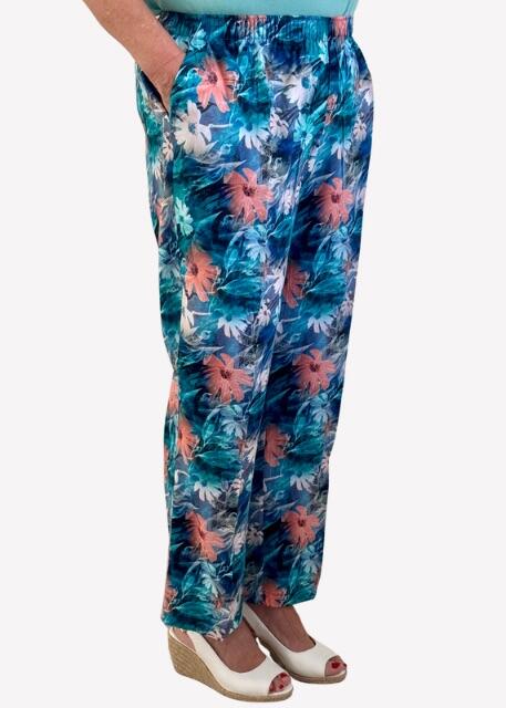 Emma Turquoise Flower Pattern Trousers