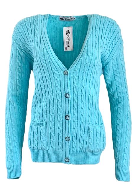 Emma Turquoise V Neck Pocket Cardigan