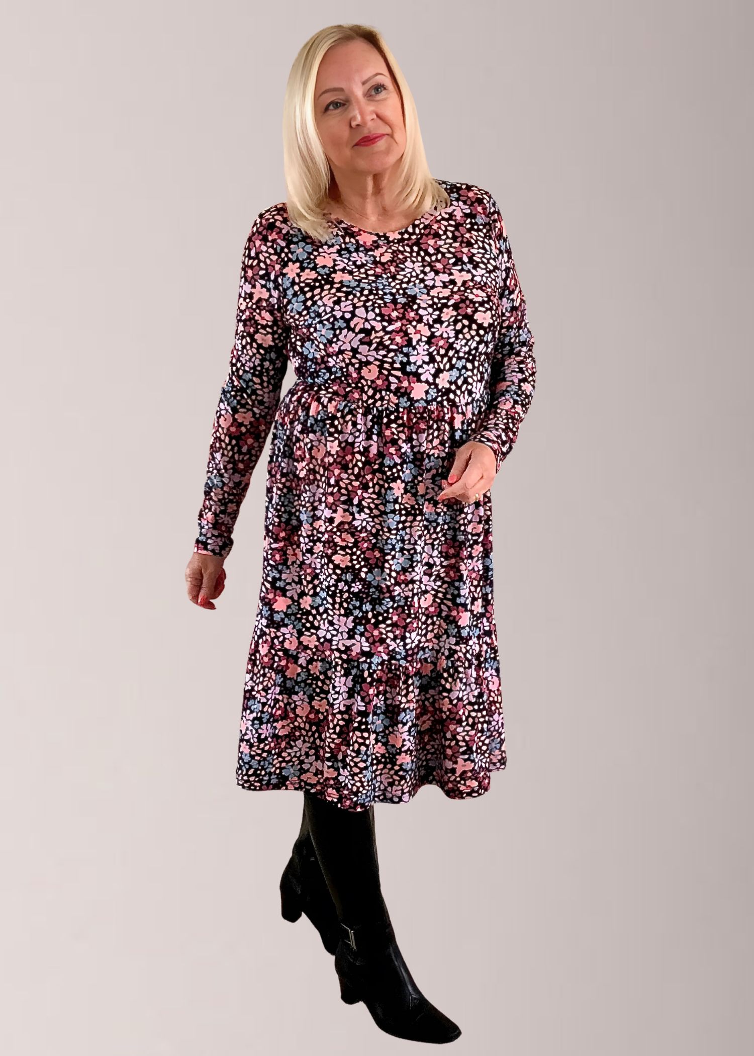 Mudflower Pink Floral Soft Touch Dress