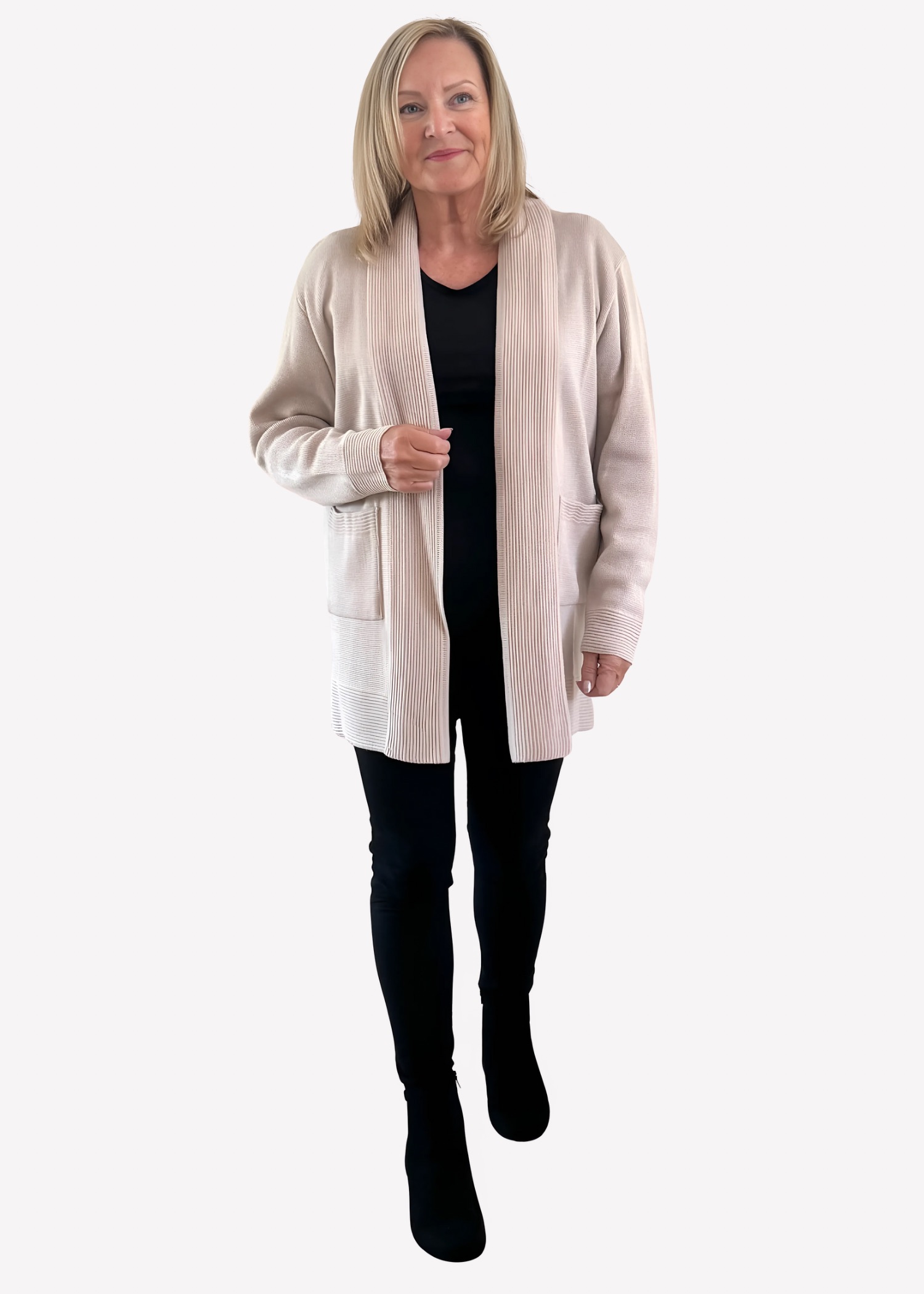 Pure and Natural Stone Edge to Edge Pocket Cardigan