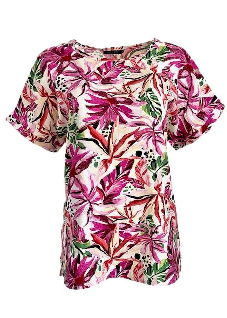 Sugar Crisp Pink Leaf Print Top